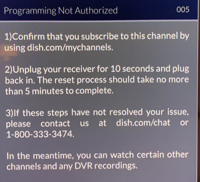  Fix Dish Programming Not Authorized 005 100 Working Techdim